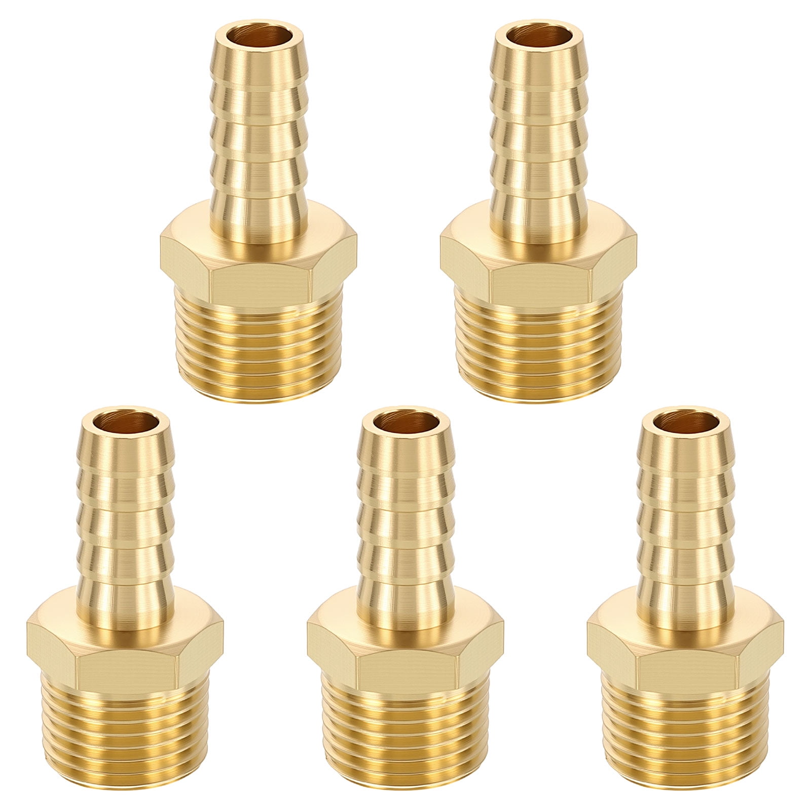5pcs Brass Hose Barb to NPT Male Adapter 3/8" Barb x 3/8" NPT Male for Automotive, Motorcycle ...