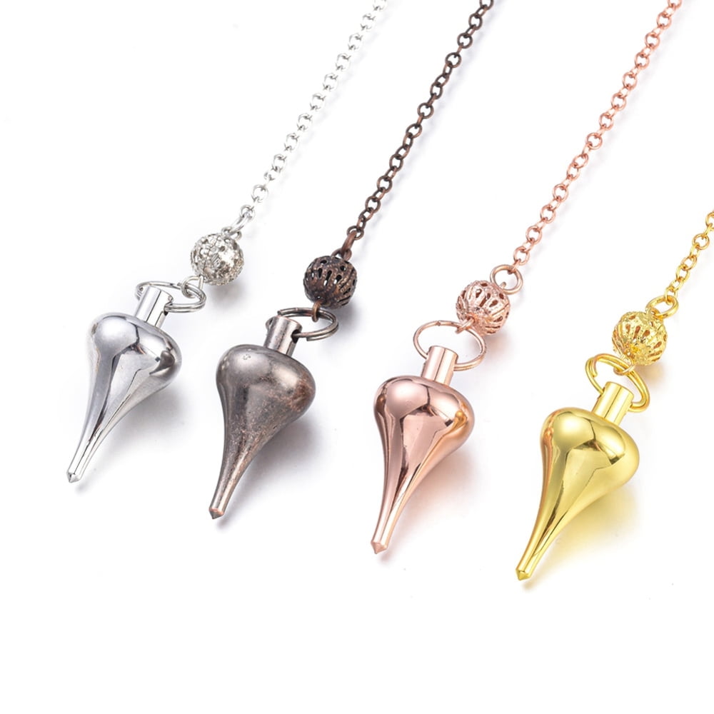5pcs Brass Pointed Dowsing Pendulums with Lobster Claw Clasps Teardrop ...