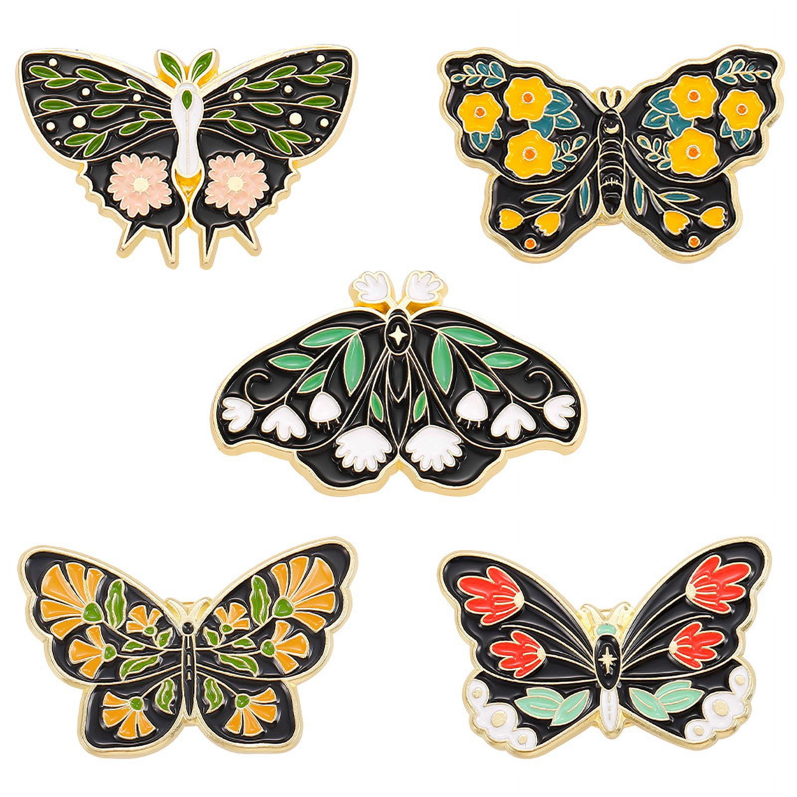 5pcs Butterflies Brooch Pin Metal Lapel Pin Backpacks Badge Retro ...