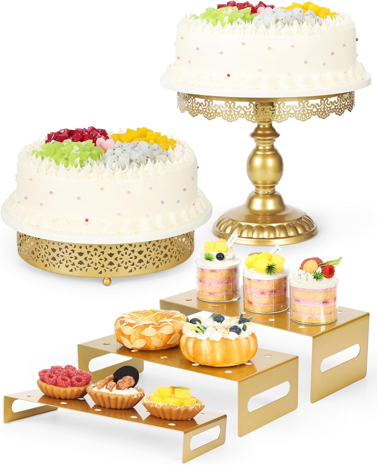 5pcs Cake Stand, Gold Metal Cupcake Cake Pop Stand Holder Set for ...