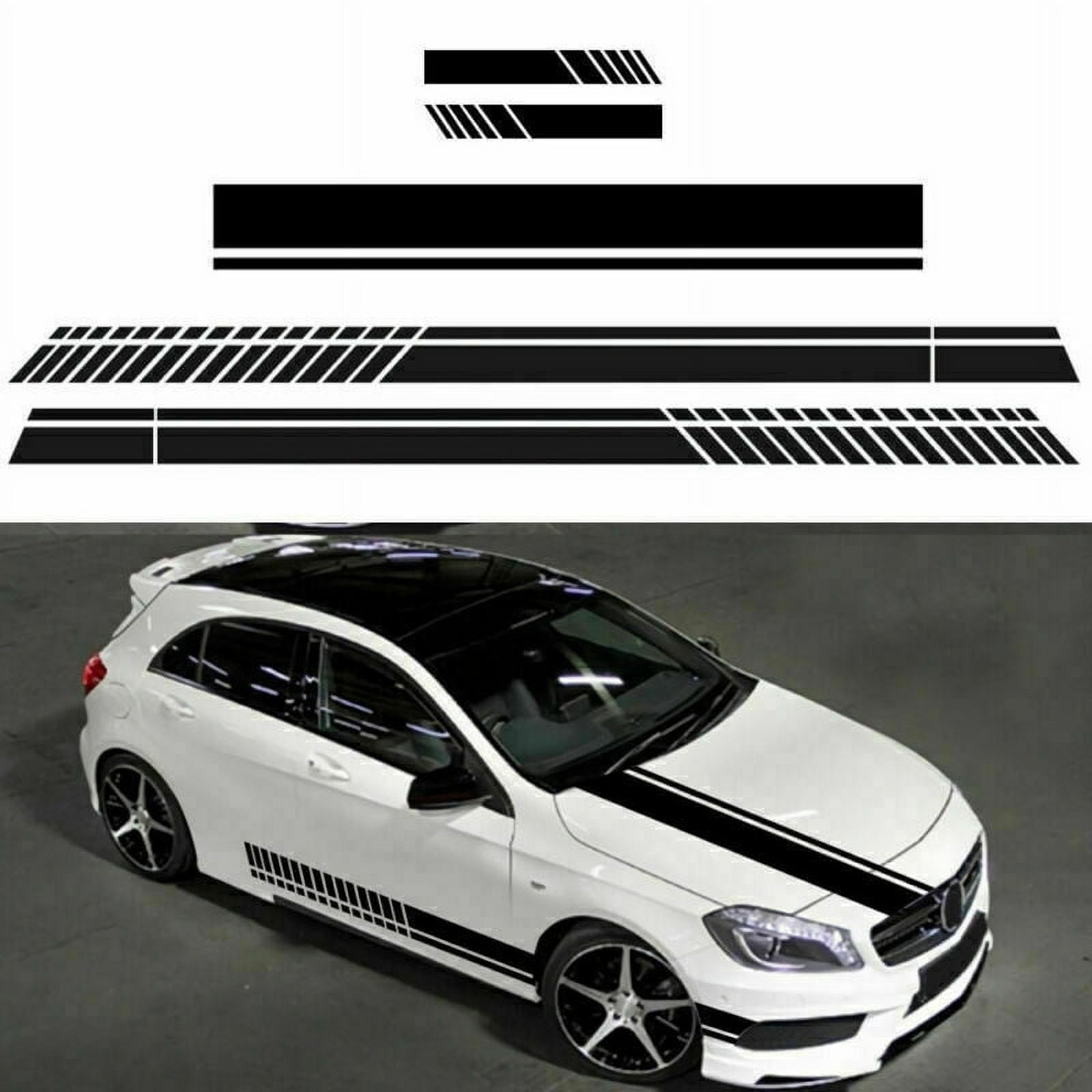 5pcs Car Side Body Door Racing Stripe Vinyl Hood Roof Decals Sticker ...