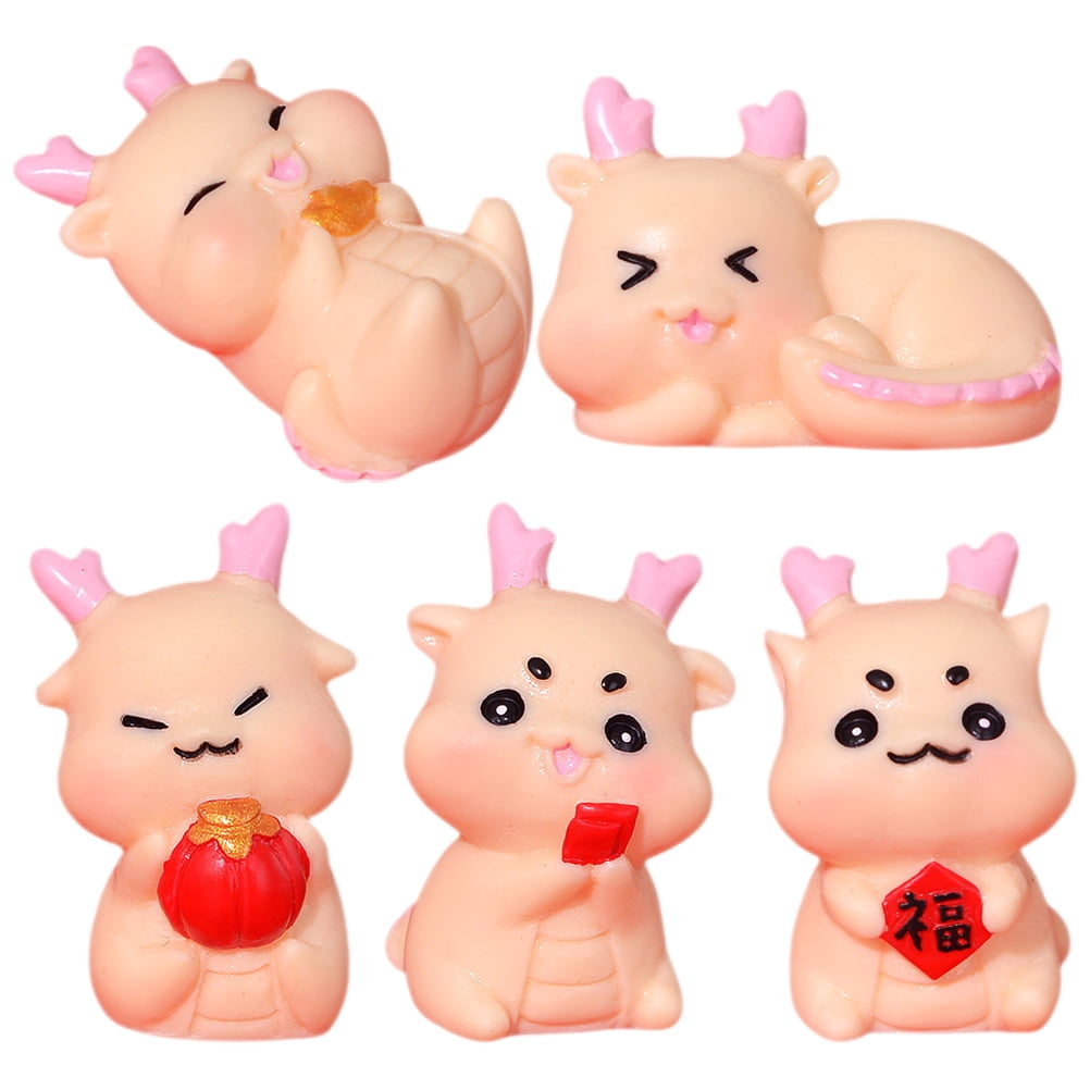 5pcs Cartoon Small Dragon Ornament Miniature Chinese Dragon Statue New ...