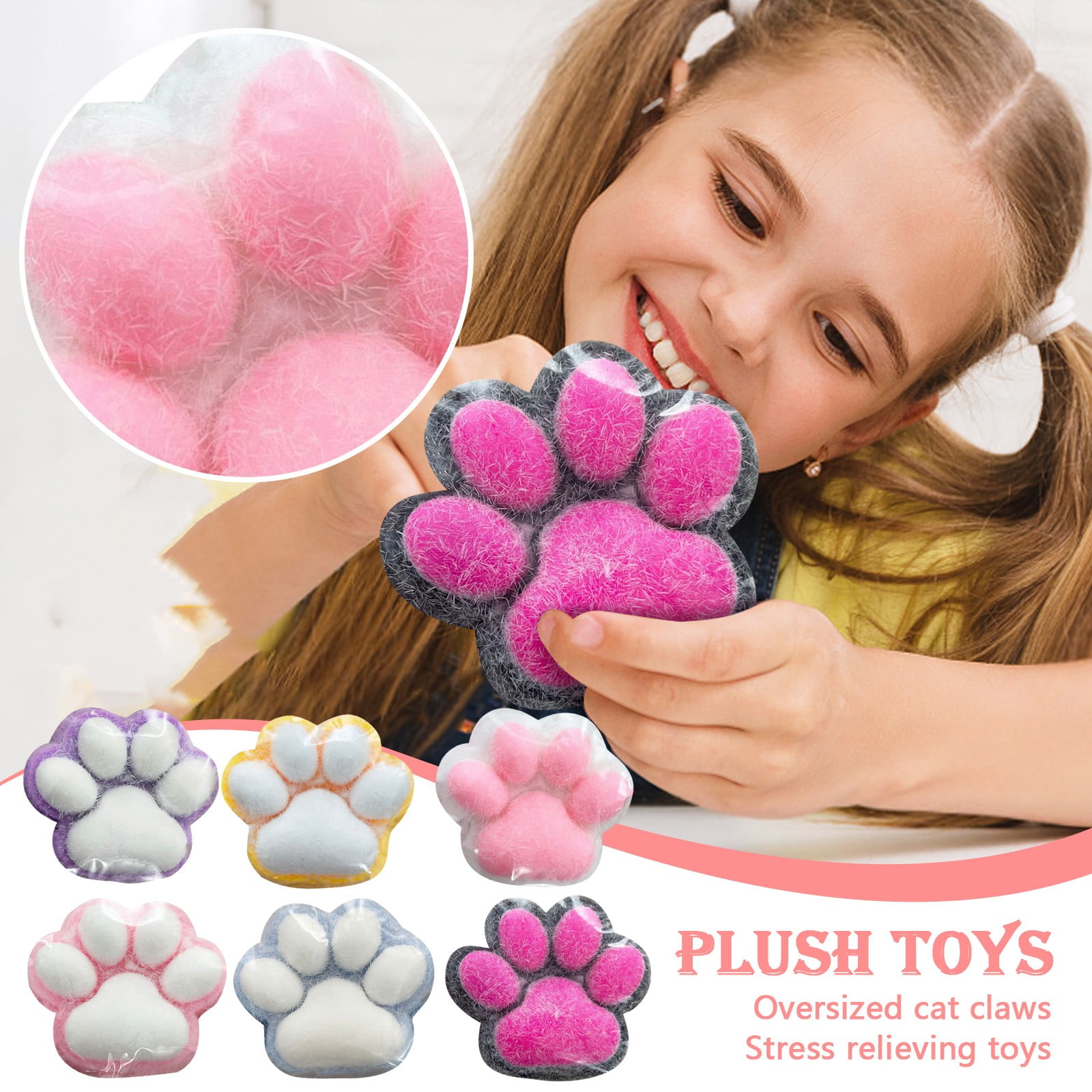 5pcs Cat Paw Squishy Toy, 5 in Big Cute Kawaii Fufu Squishies, Sticky ...