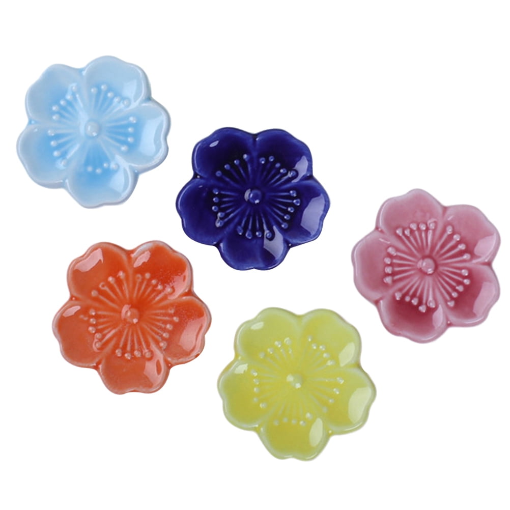 5pcs Ceramic Chopsticks Rest Japanese Style Chopsticks Stand Flower ...
