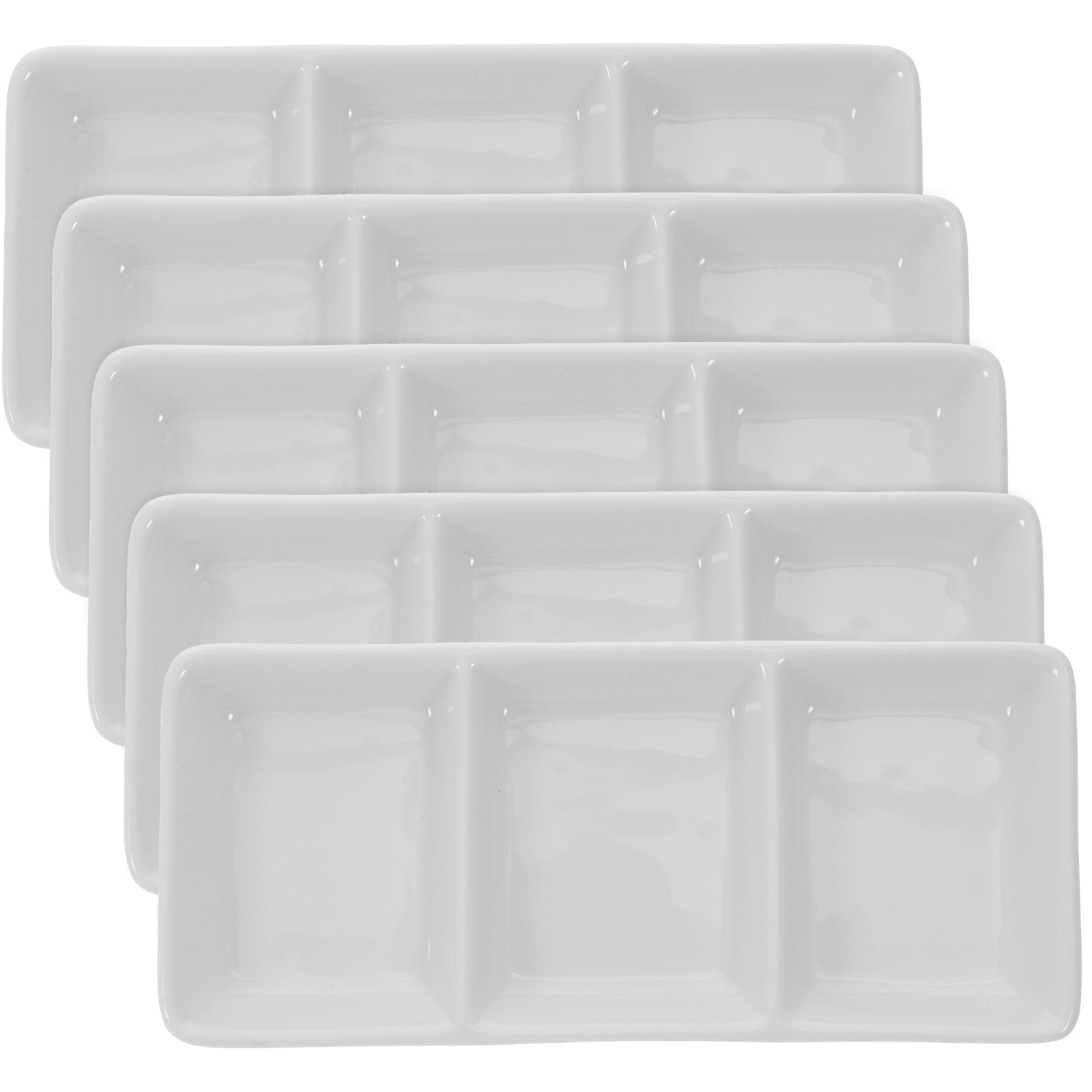 5pcs Ceramic Dipping Soy Dish 3-grid Ceramic Sauce Dish Ceramic Dip ...