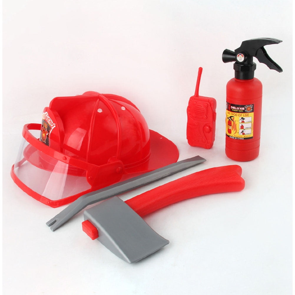 5pcs Children Firefighter Fireman Cosplay Toys Kit Helmet Fire ...