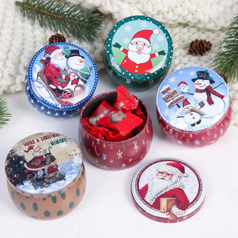 5pcs Christmas Tinplate Box Candy Storage Box Biscuit Tin Can Christmas ...