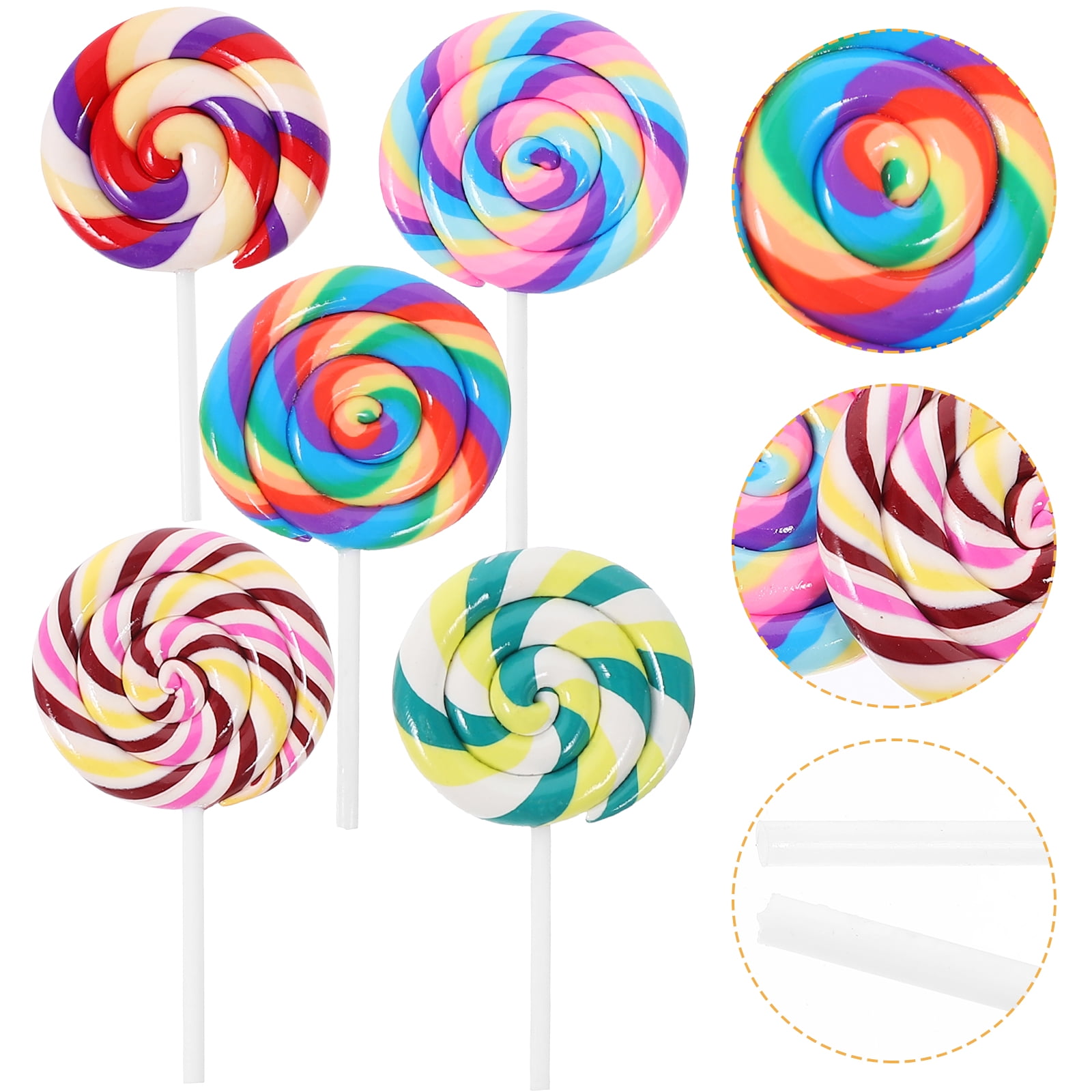 5pcs Clay Lollipop Charms Charms Candy Embellishment Swirl Lollipop ...