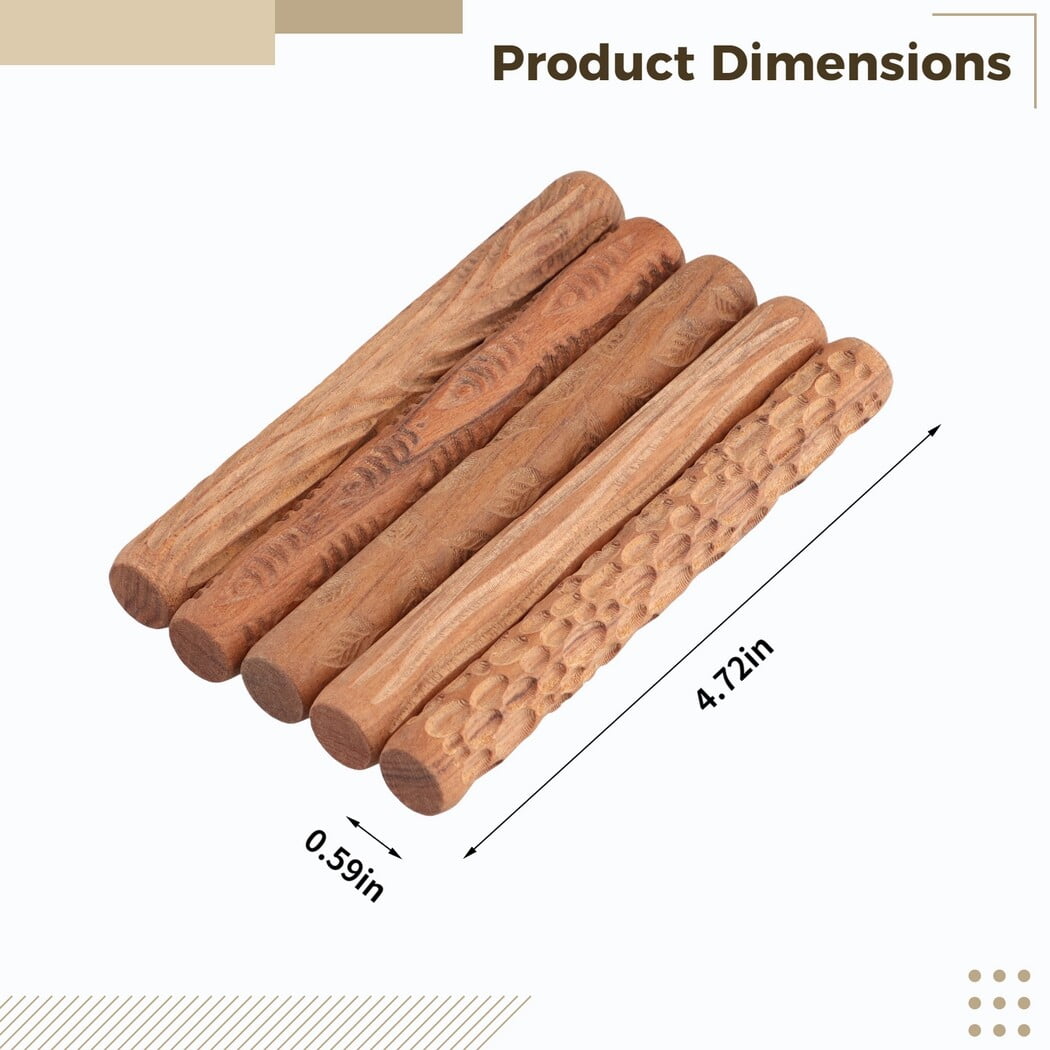 5pcs Clay Modeling Pattern Rollers, Include 5 Patterns, Leaf, Fish ...