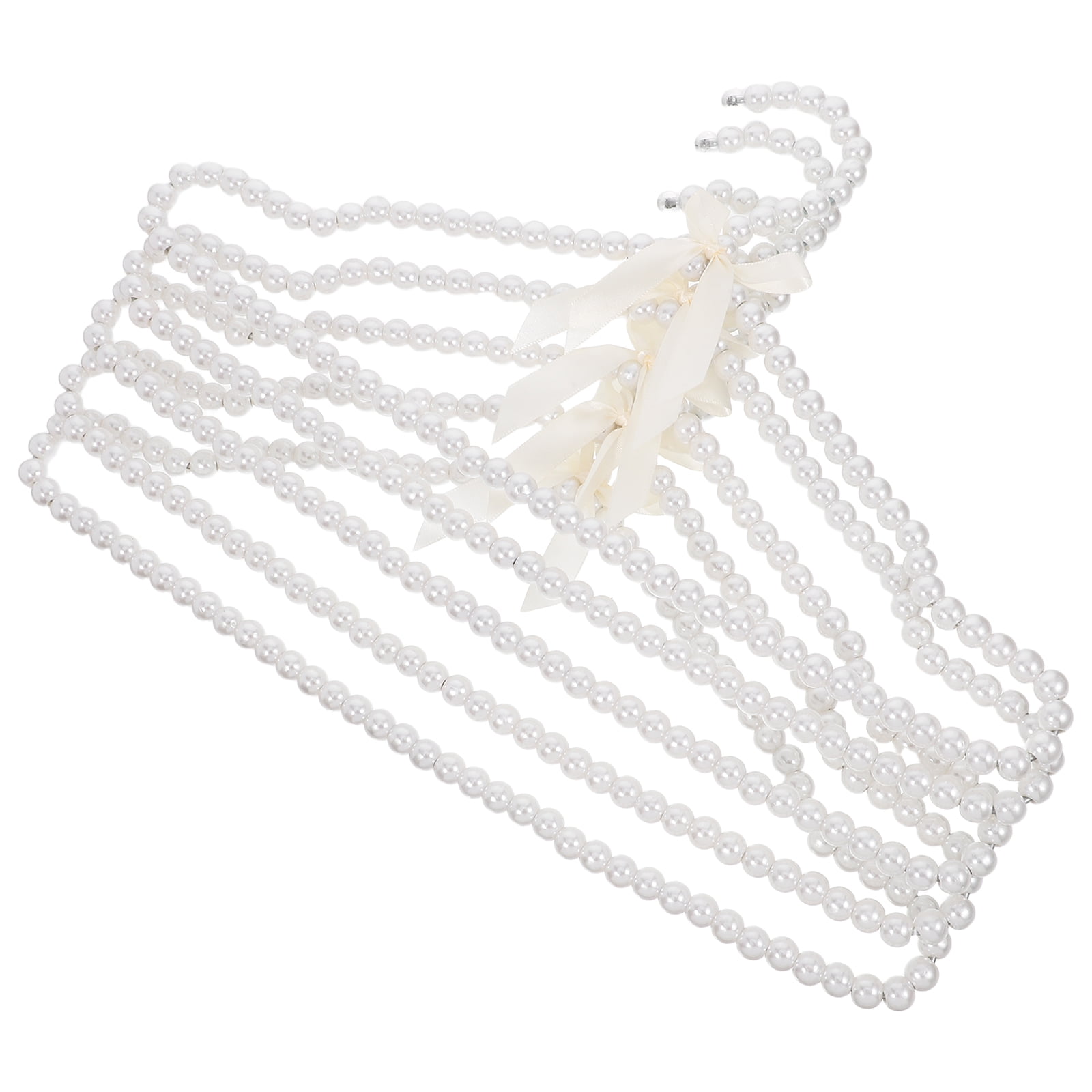 5pcs Clothes Hanger Beaded Clothing Hanger With Ribbon Bowknot Clothes ...