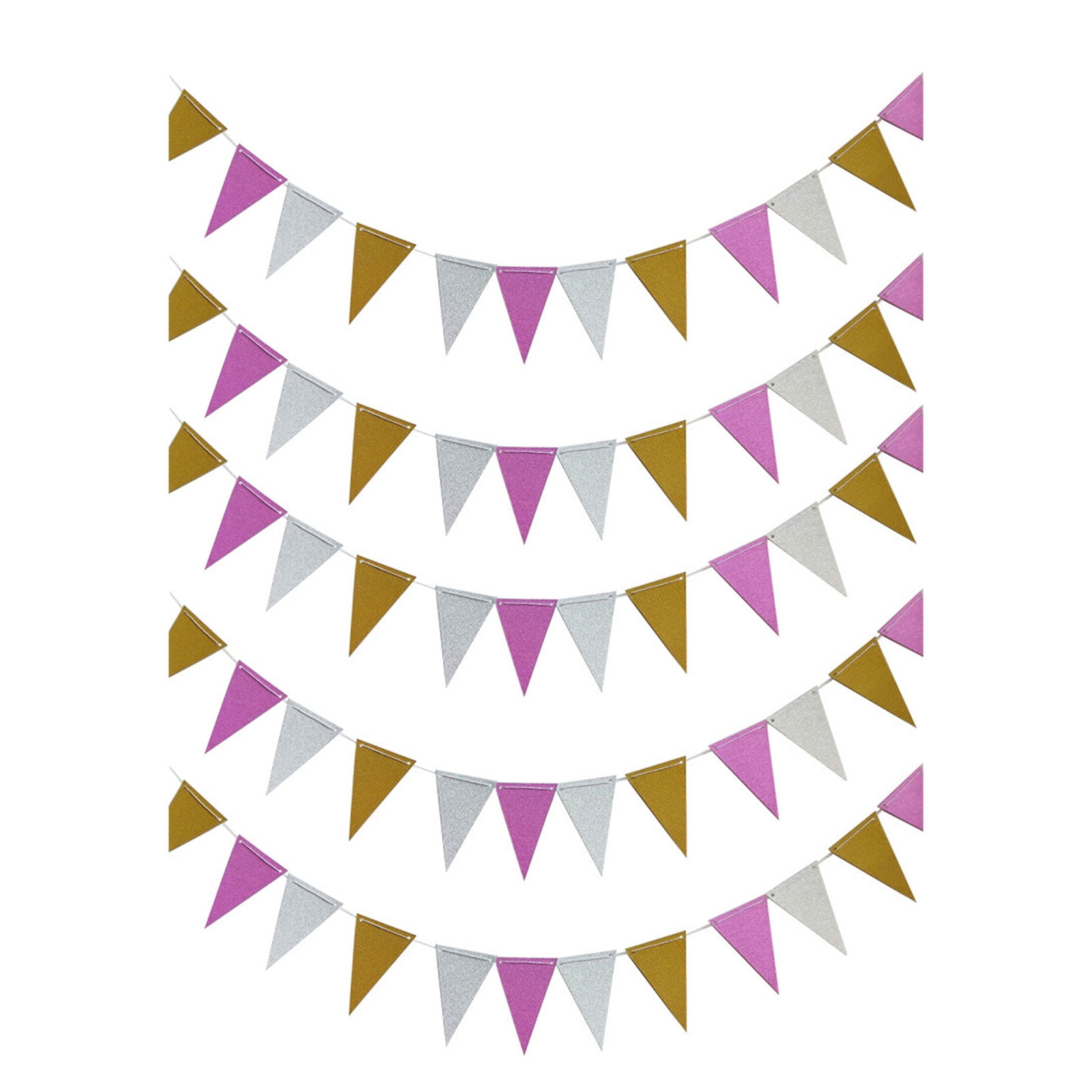 5pcs Colorful Party Banners Decorations Glitter Paper Pennant Triangles ...