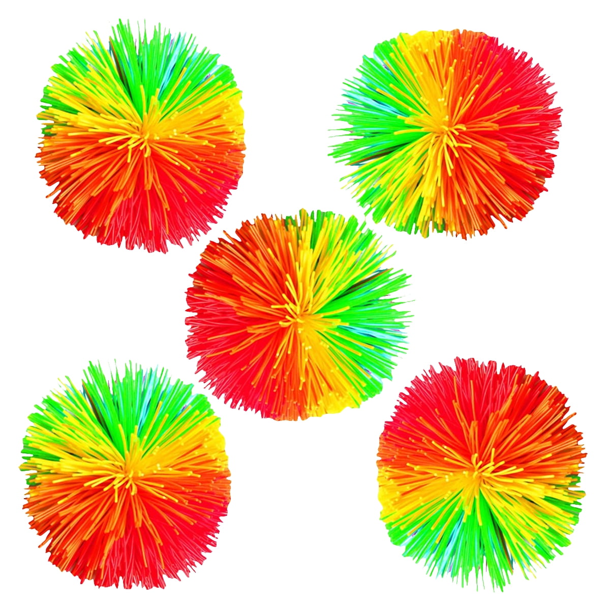 5pcs Colorful Stringy Ball Silicone Bouncing Fluffy Jugging Ball Stress ...
