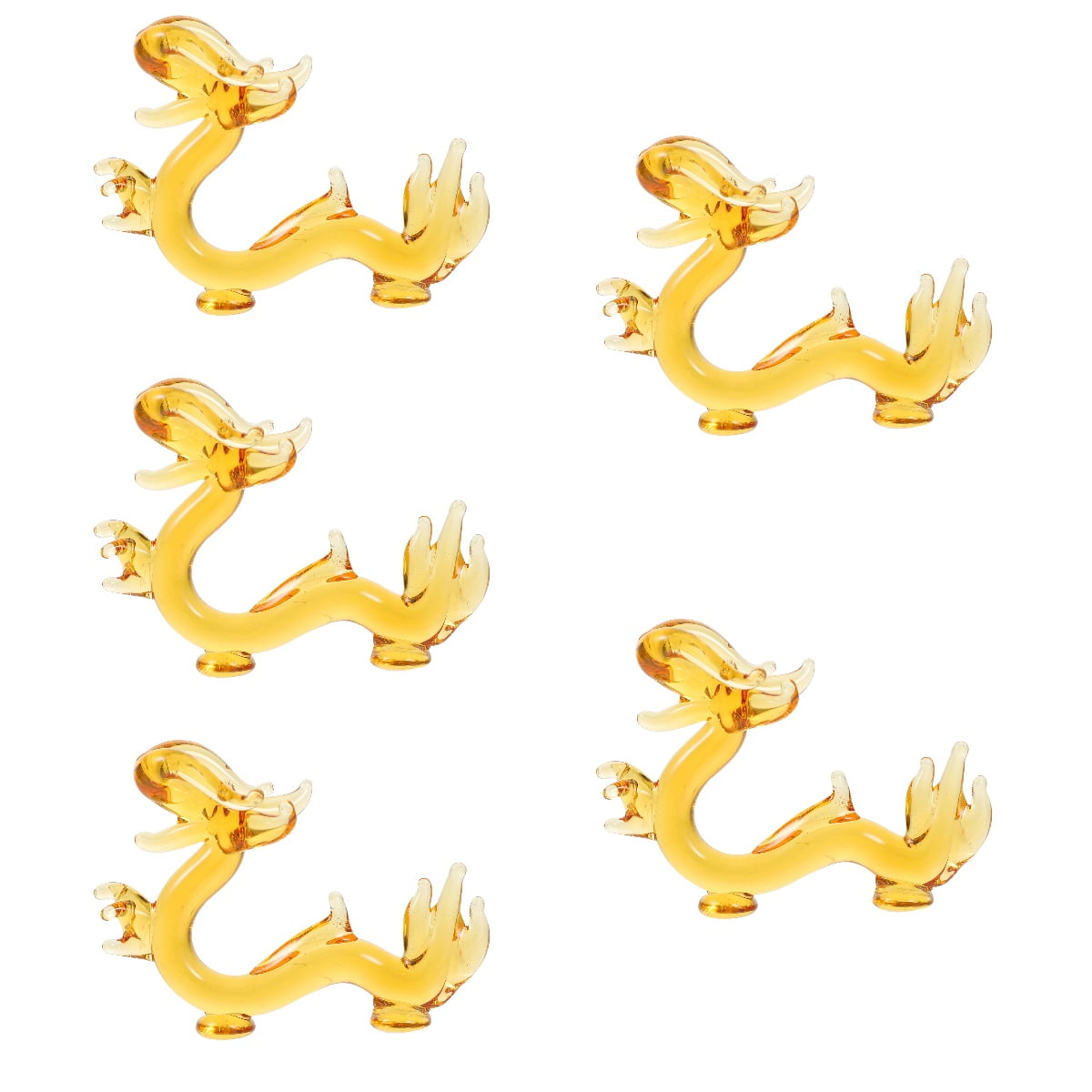 5pcs Crystal Dragon Statue Desktop Crystal Dragon Figurine Chinese ...