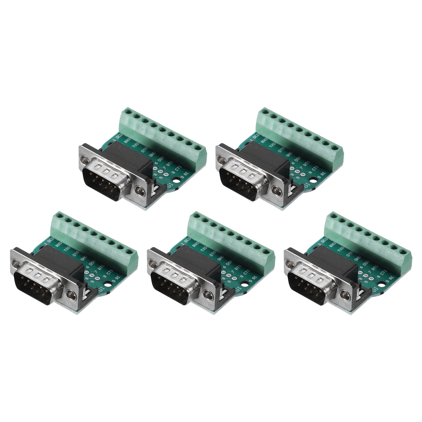 5pcs D-sub DB9 Connector Breakout Board 9 Pin 2 Row Male RS232 Serial Port Adapter with ...