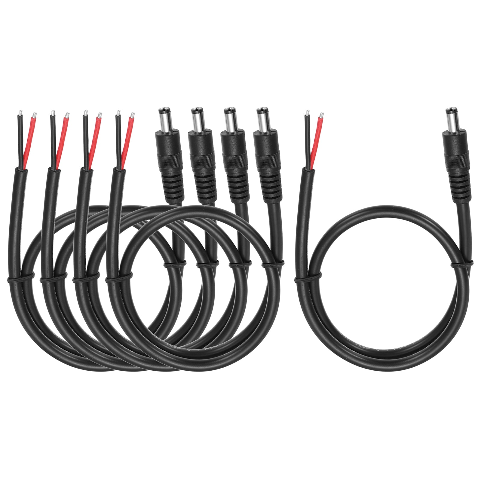 5pcs DC Power Pigtails Cable, 5.5mm x 2.5mm Male Barrel Plug Connector ...