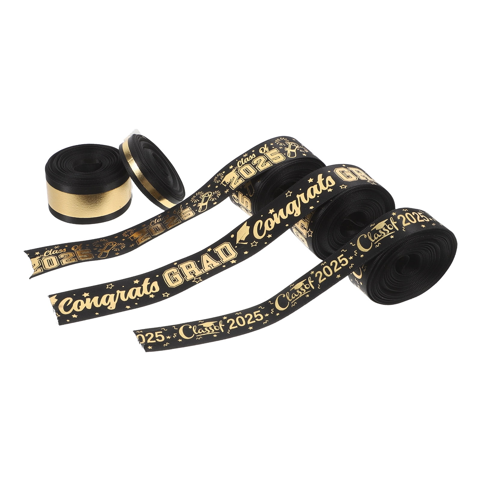 5pcs DIY Craft Black and Gold Graduation Ribbons Class of 2025 Congrats ...