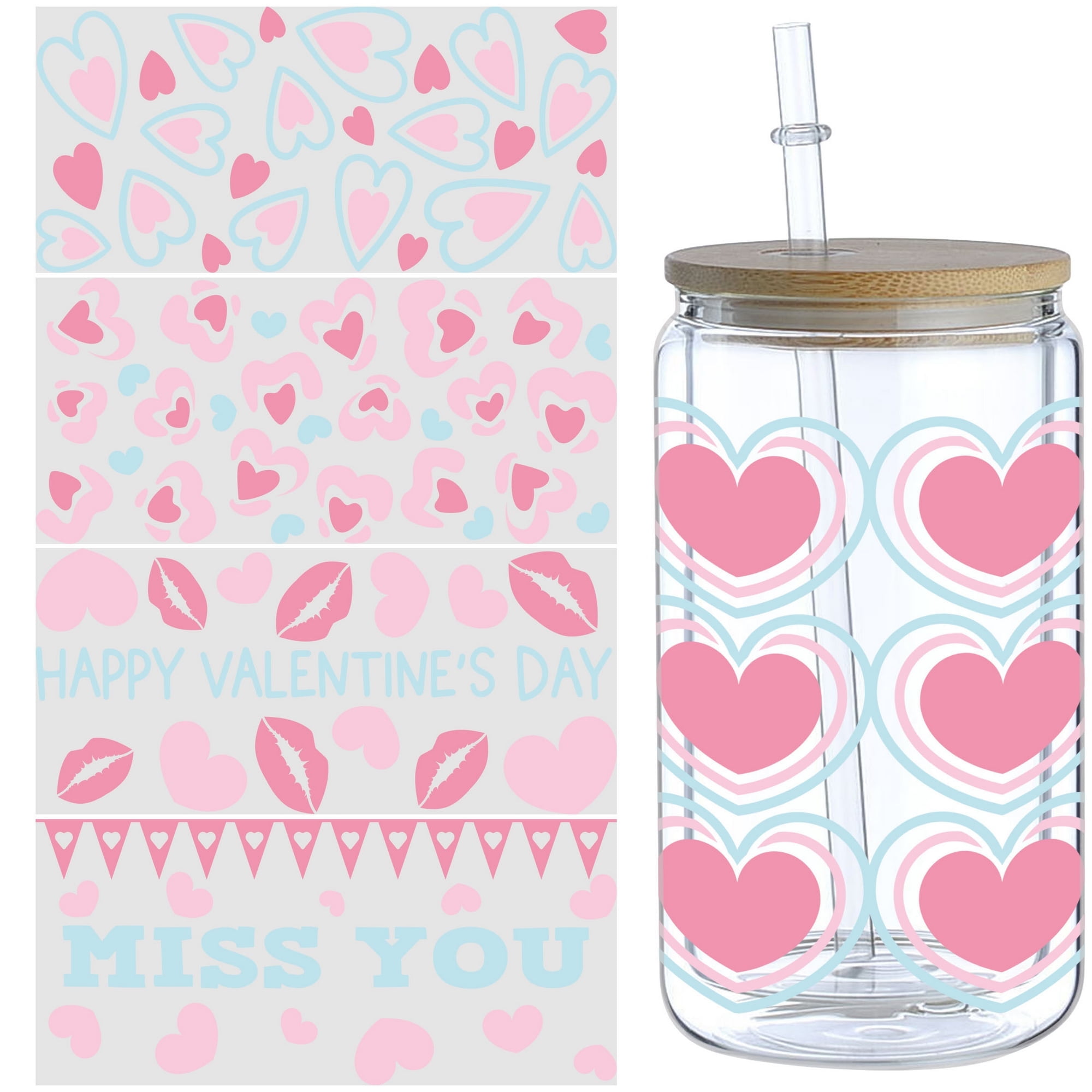 5pcs DIY UV DTF Transfer Stickers, For Glass Tumbler, Waterproof Decals ...