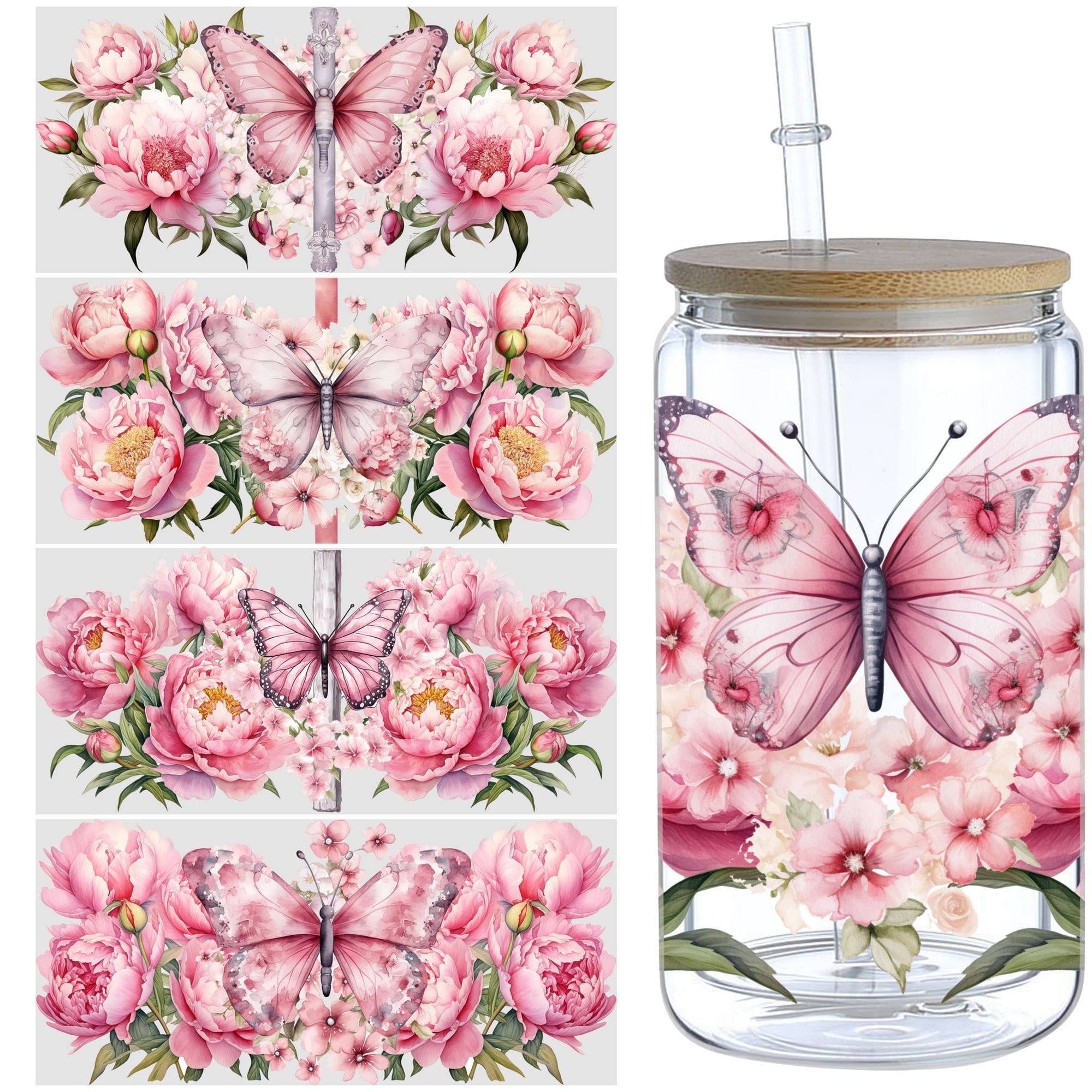 5pcs DIY UV DTF Transfer Stickers, For Glass Tumbler, Waterproof Decals ...