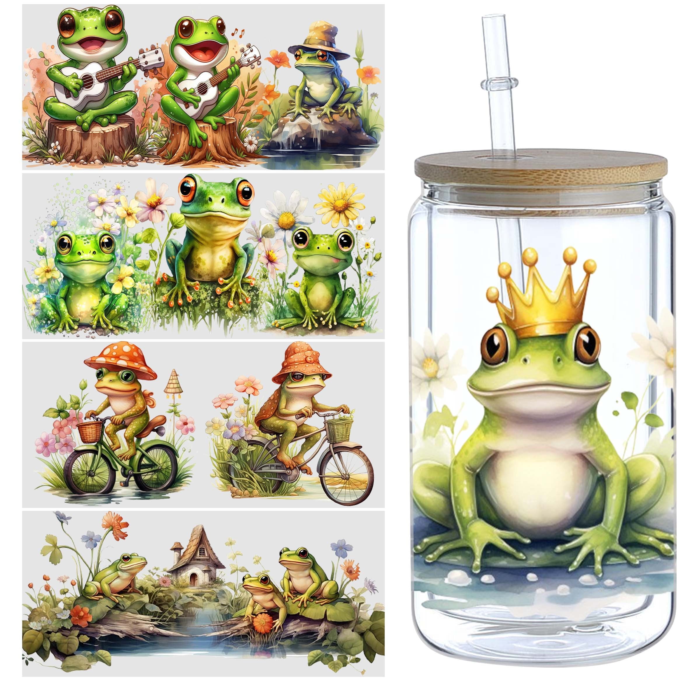 5pcs DIY UV DTF Transfer Stickers, For Glass Tumbler, Waterproof Decals ...