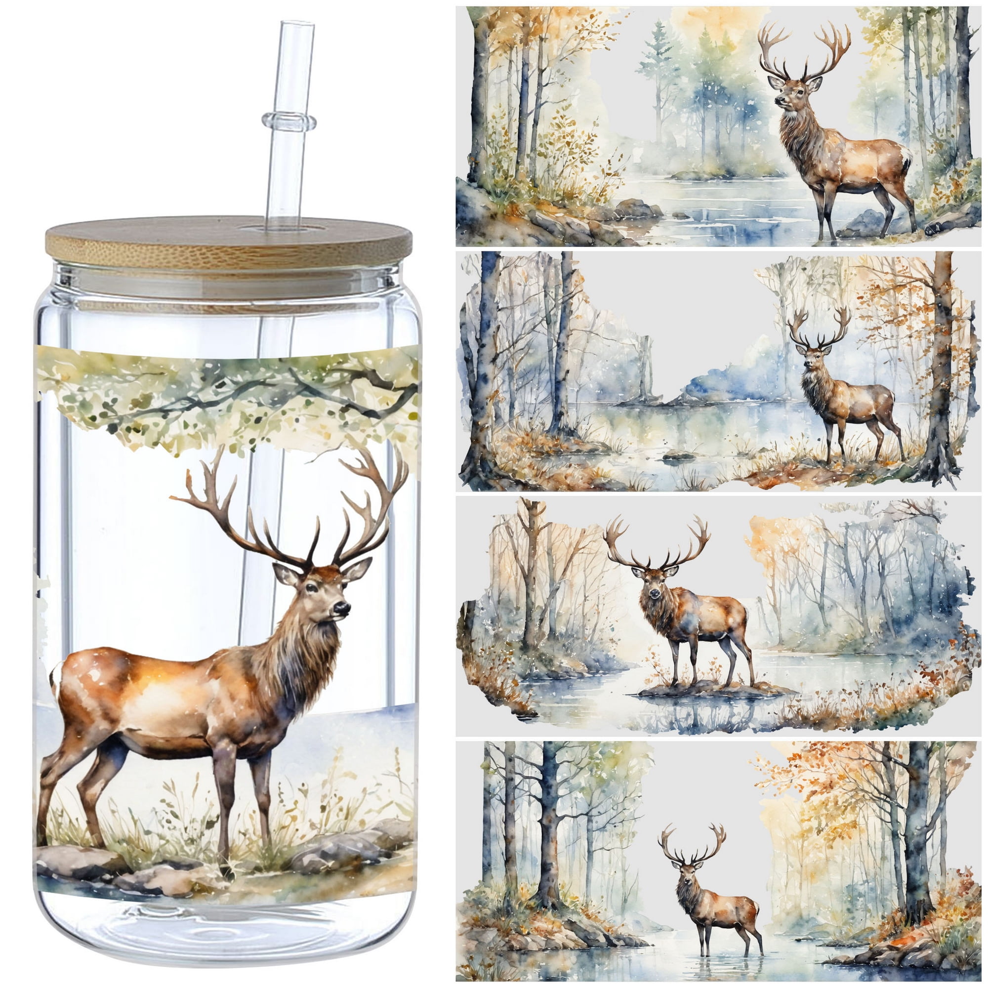 5pcs DIY UV DTF Transfer Stickers, For Glass Tumbler, Waterproof Decals ...