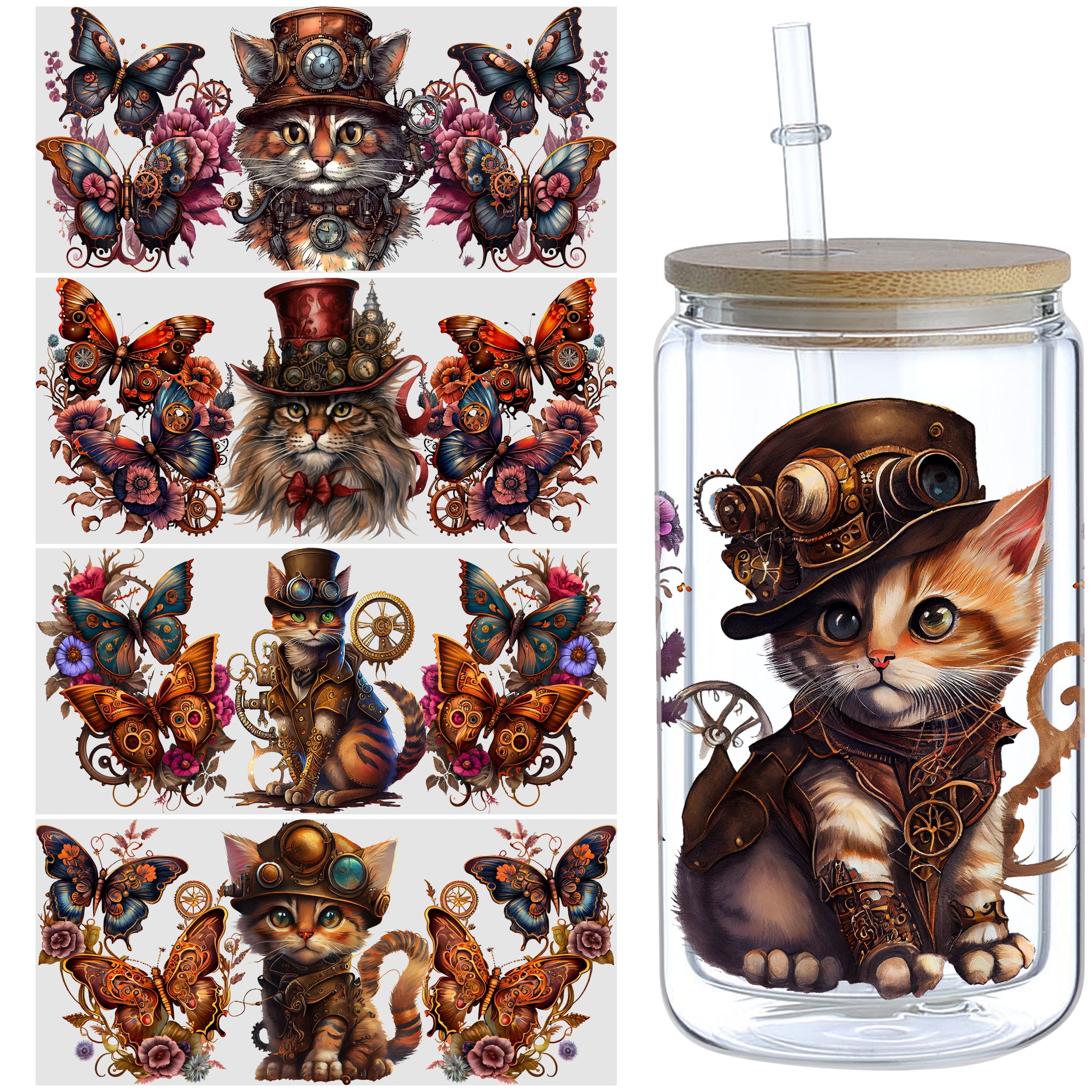 5pcs DIY UV DTF Transfer Stickers, For Glass Tumbler, Waterproof Decals ...