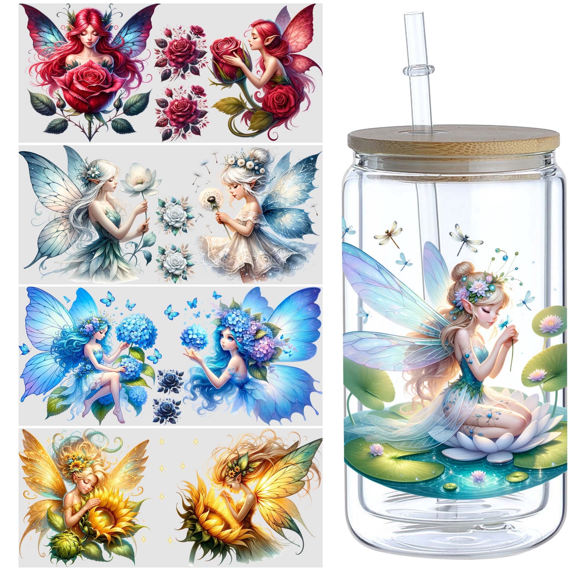 5pcs DIY UV DTF Transfer Stickers, For Glass Tumbler, Waterproof Decals ...