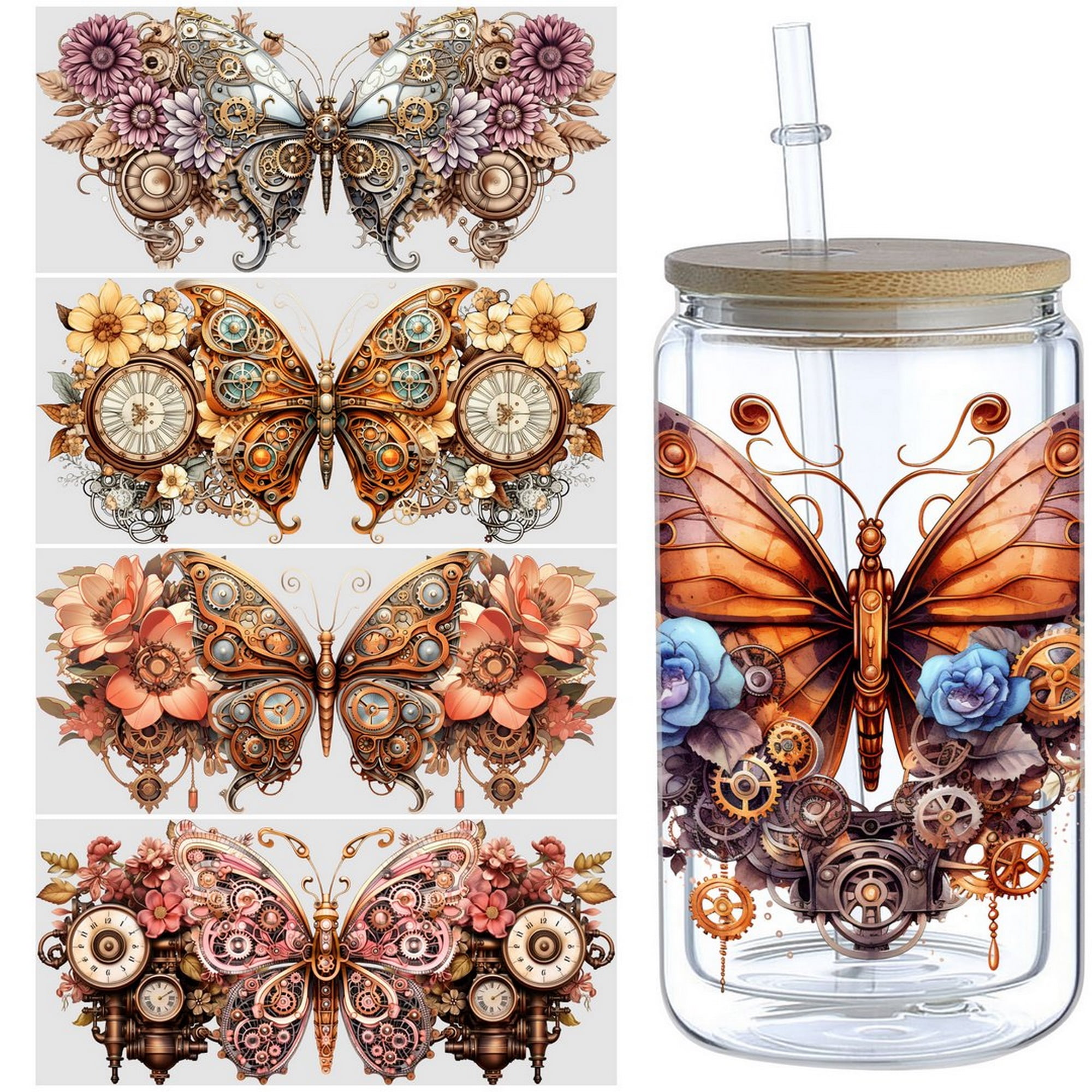 5pcs DIY UV DTF Transfer Stickers, For Glass Tumbler, Waterproof Decals ...