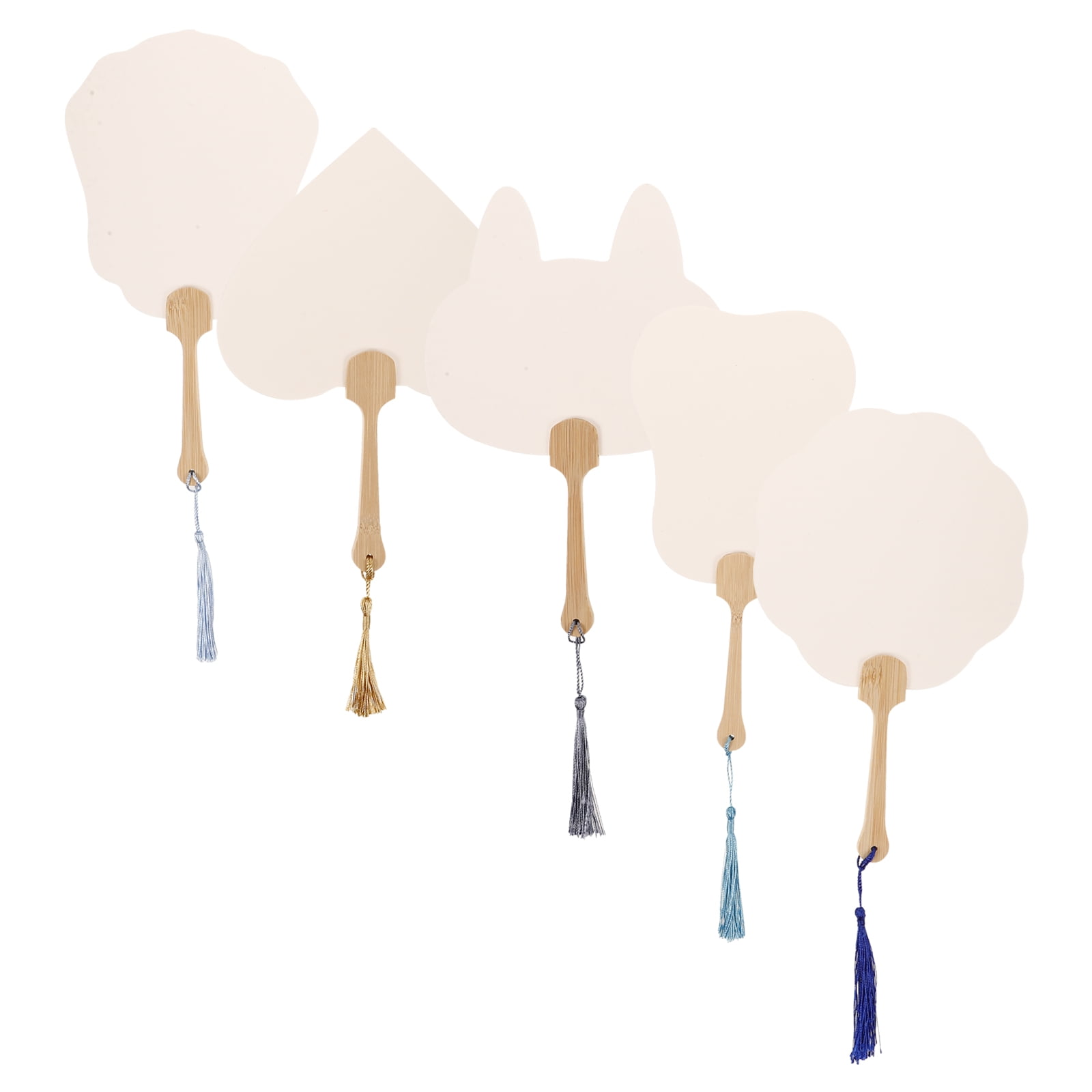 5pcs DIY Unfinished Paper Fans Blank Decorative Fans Painting Fans ...