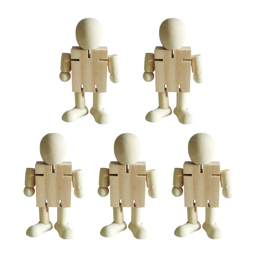 FRCOLOR 5pcs DIY Wooden Robot Blank Unfinished Wood Crafts DIY Wooden ...