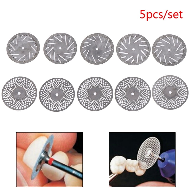 5pcs Dental Ultra-thin Double Sided Diamond Cutting Disc Mandrel Teeth ...
