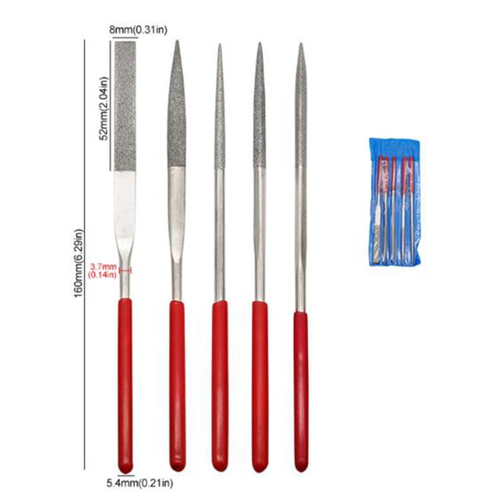 5pcs Diamond Needle File Set Metal Stone Glass Ceramic Wood Carving Craft Files Metal Files Hand ...
