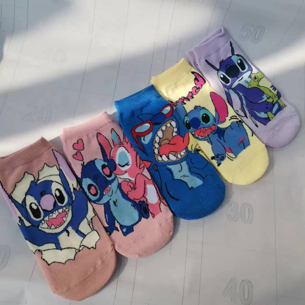 5pcs/Disney Lilo & Stitch ShortSock Multi-Color Boat Sock Spring Summer ...