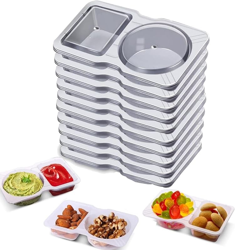 5pcs Double Compartment Condiment Containers with Lids, 2025 New ...