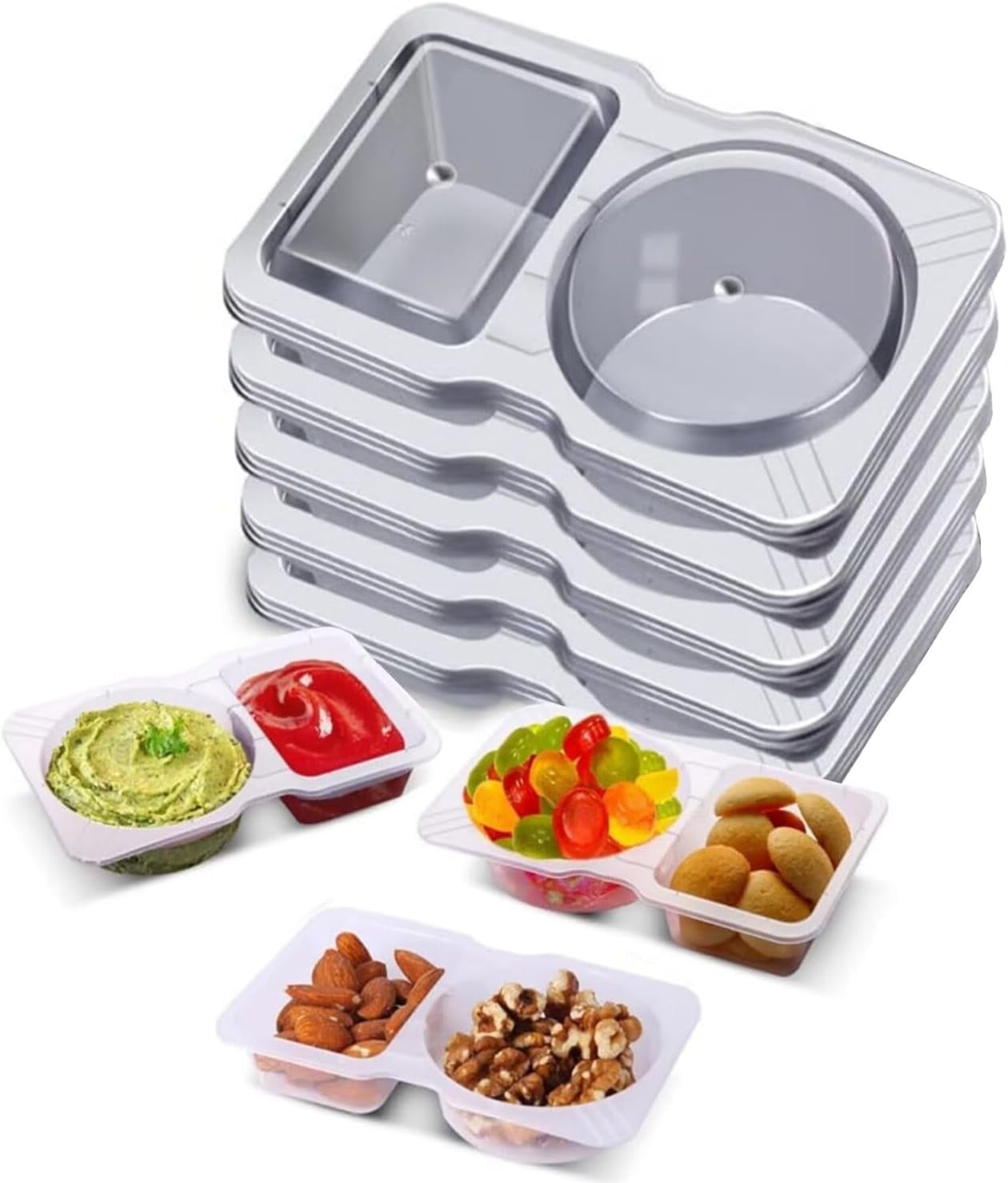 5pcs Double Compartment Condiment Containers with Lids, 2025 New ...