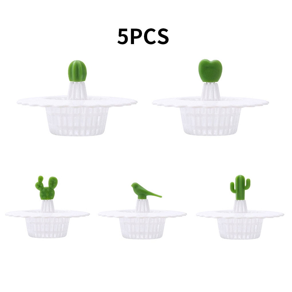 5pcs Drain Hair Catcher, Drain Filter Strainer, Cartoon Plastic Hair ...