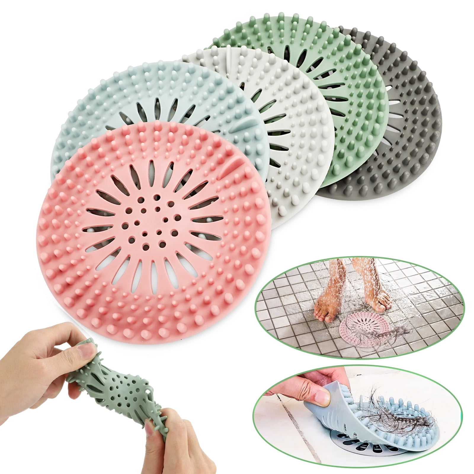 EEEkit 5pcs Silicone Drain Hair Catcher for Bathroom Kitchen Shower ...