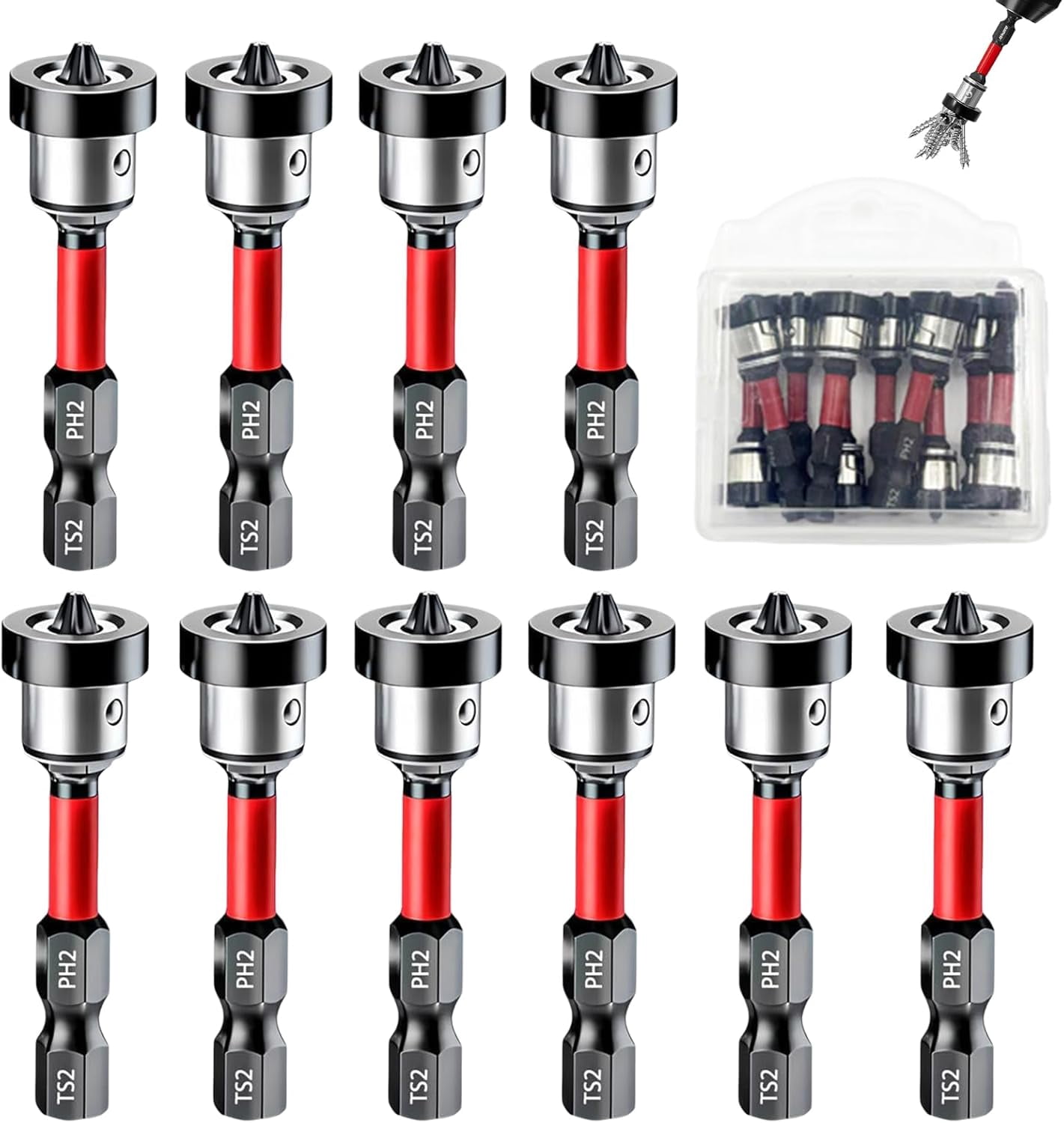 5pcs Drywall Bit Attachment with Depth Stop, PH2 Magnetic Drywall ...