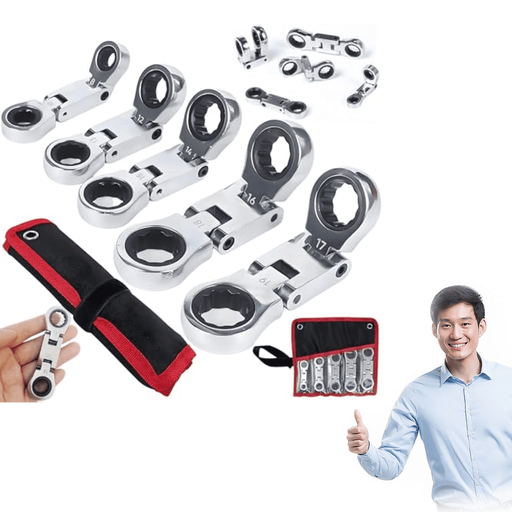 5pcs Dual-Drive Nano Flex-Head Pocket Ratchet, 3/4“ Inch Retractable ...