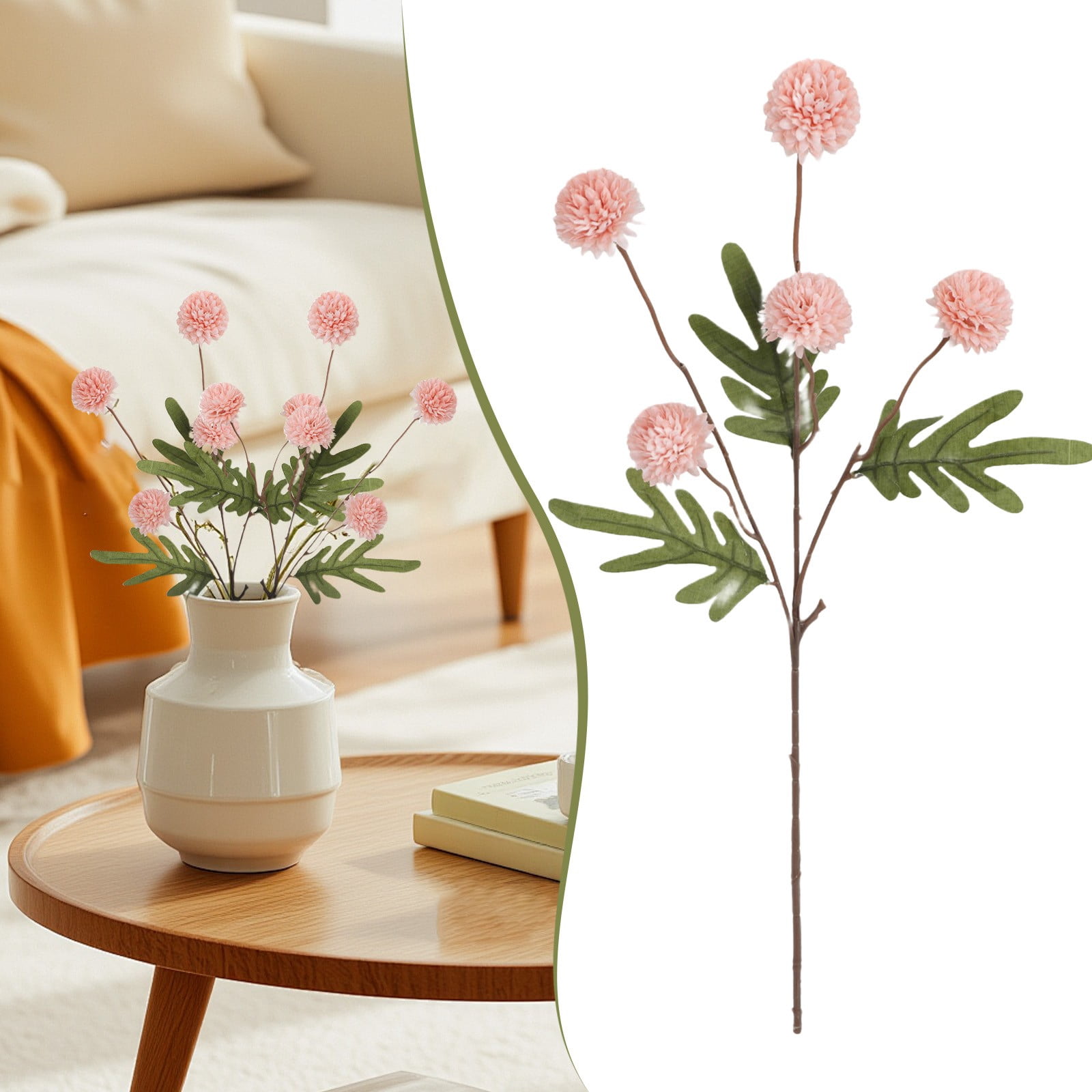 5pcs Dusty Blue Faux Silk Mums Artificial Flowers, Mini Chrysanthemums ...