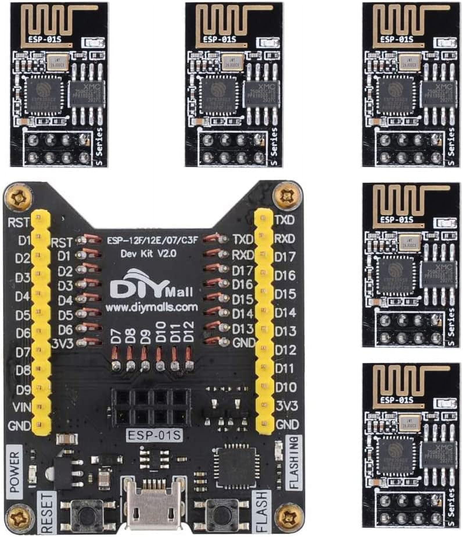 5pcs ESP8266 ESP-01S WiFi Serial Transceiver 4MB Flash Module with 1pc ...