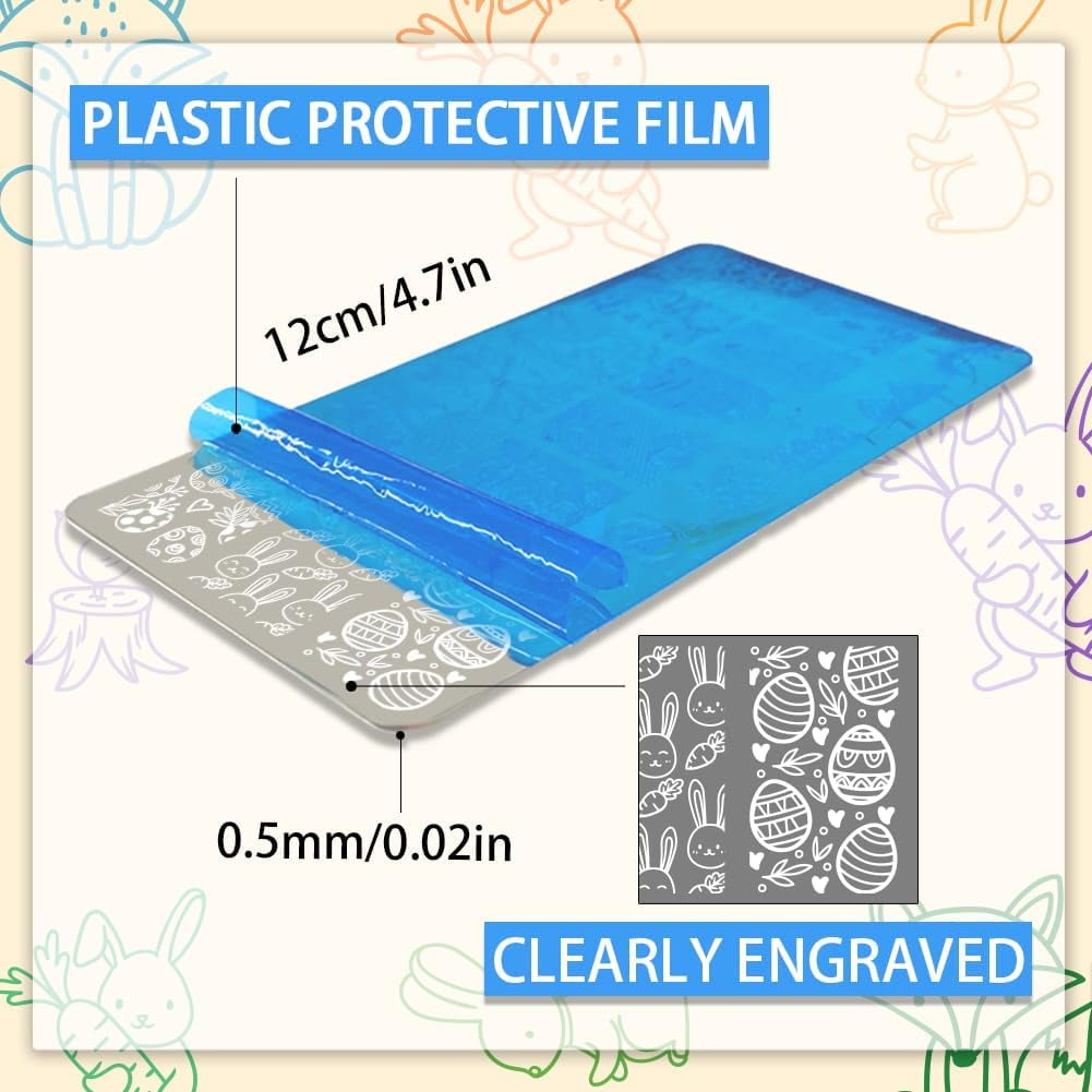 5pcs Easter Rabbit Nail Art Templates Egg Vegetable Nail Stamping Plate ...