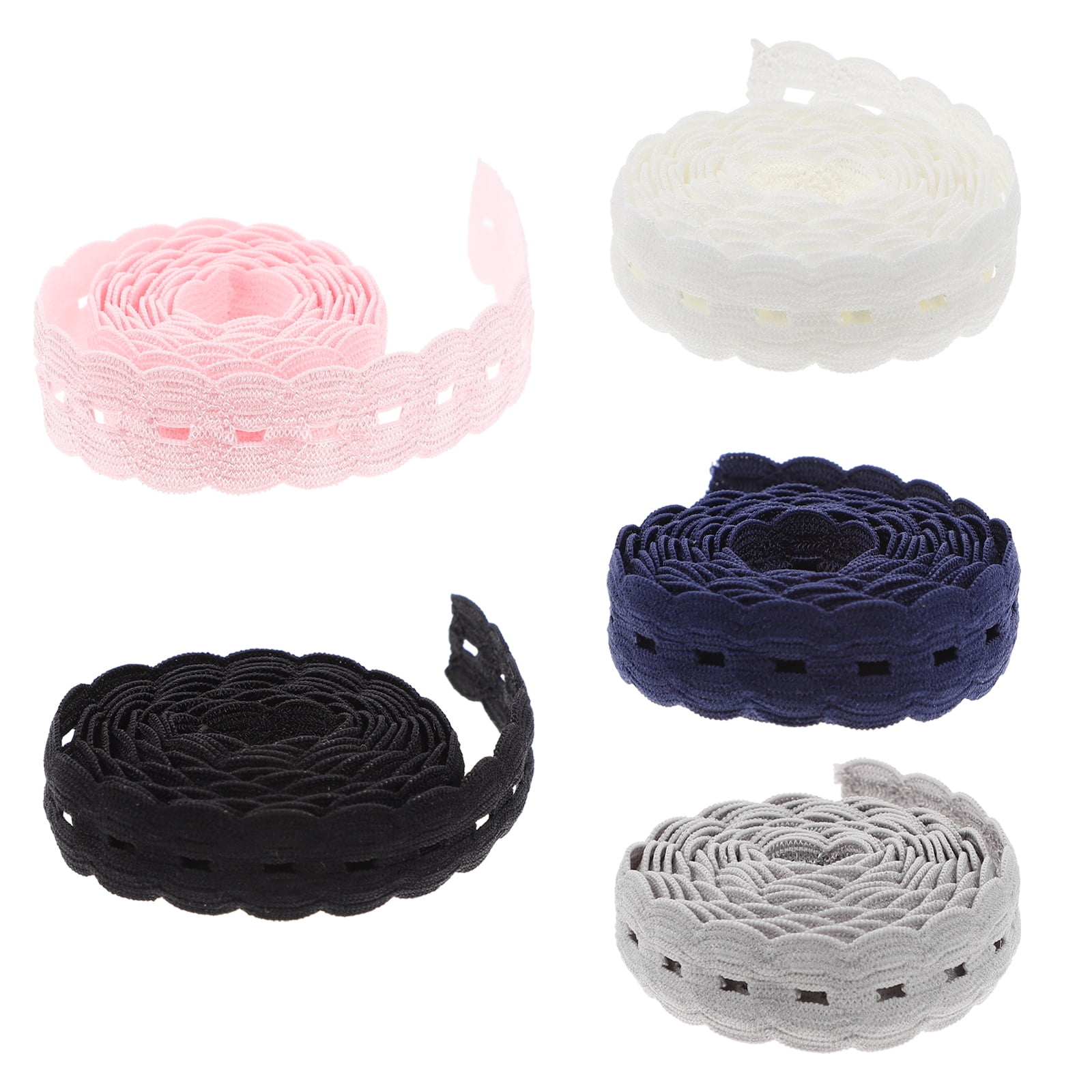 5pcs Elastic Trim Decorative Stretch Ribbon Color Binding Webbing Tape ...