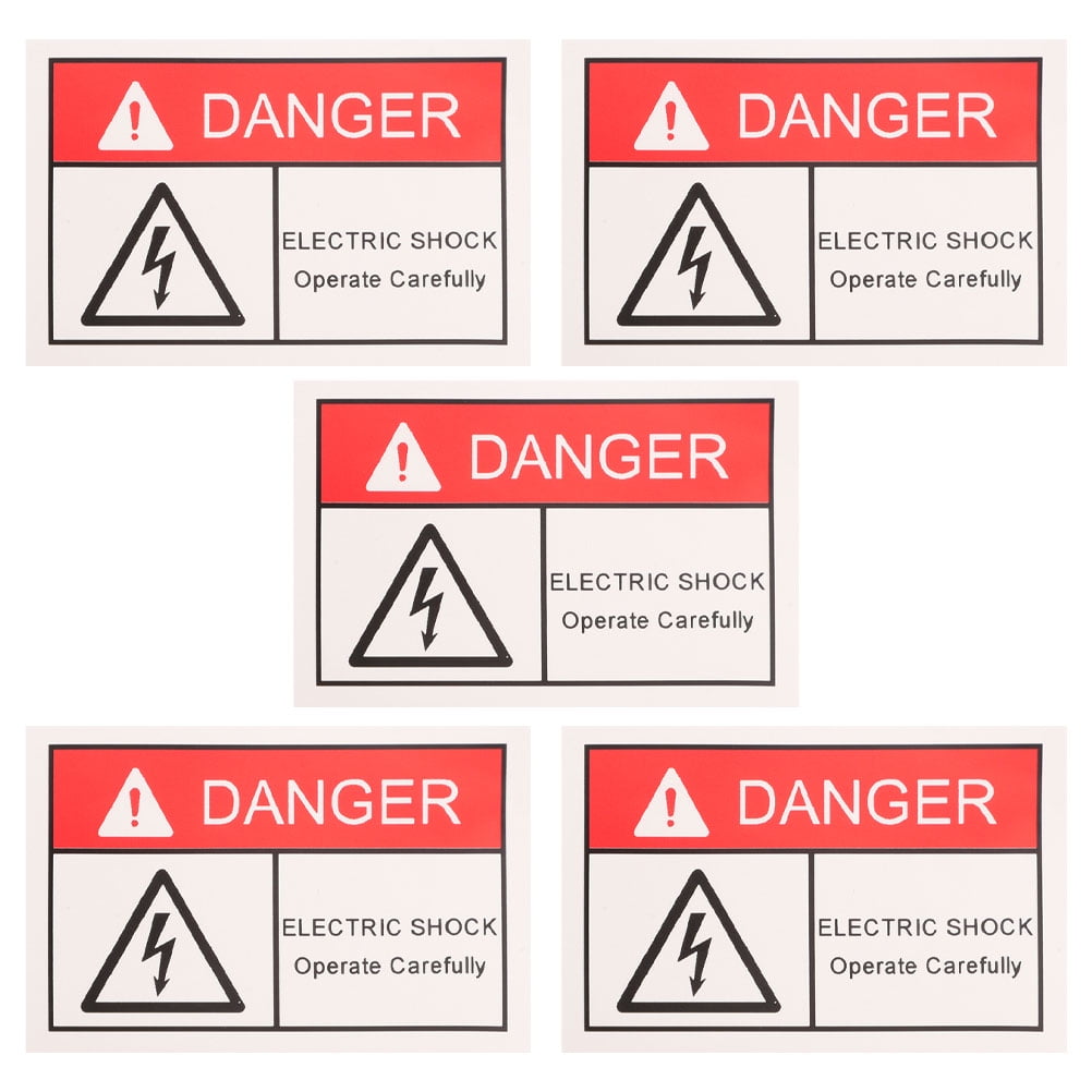 5pcs Electric Shock Hazard Labels Safety Decals Electrical Warning ...