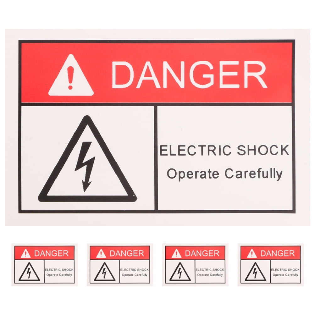 5pcs Electric Shock Hazard Warning Signs Dangers High Voltage Stickers ...