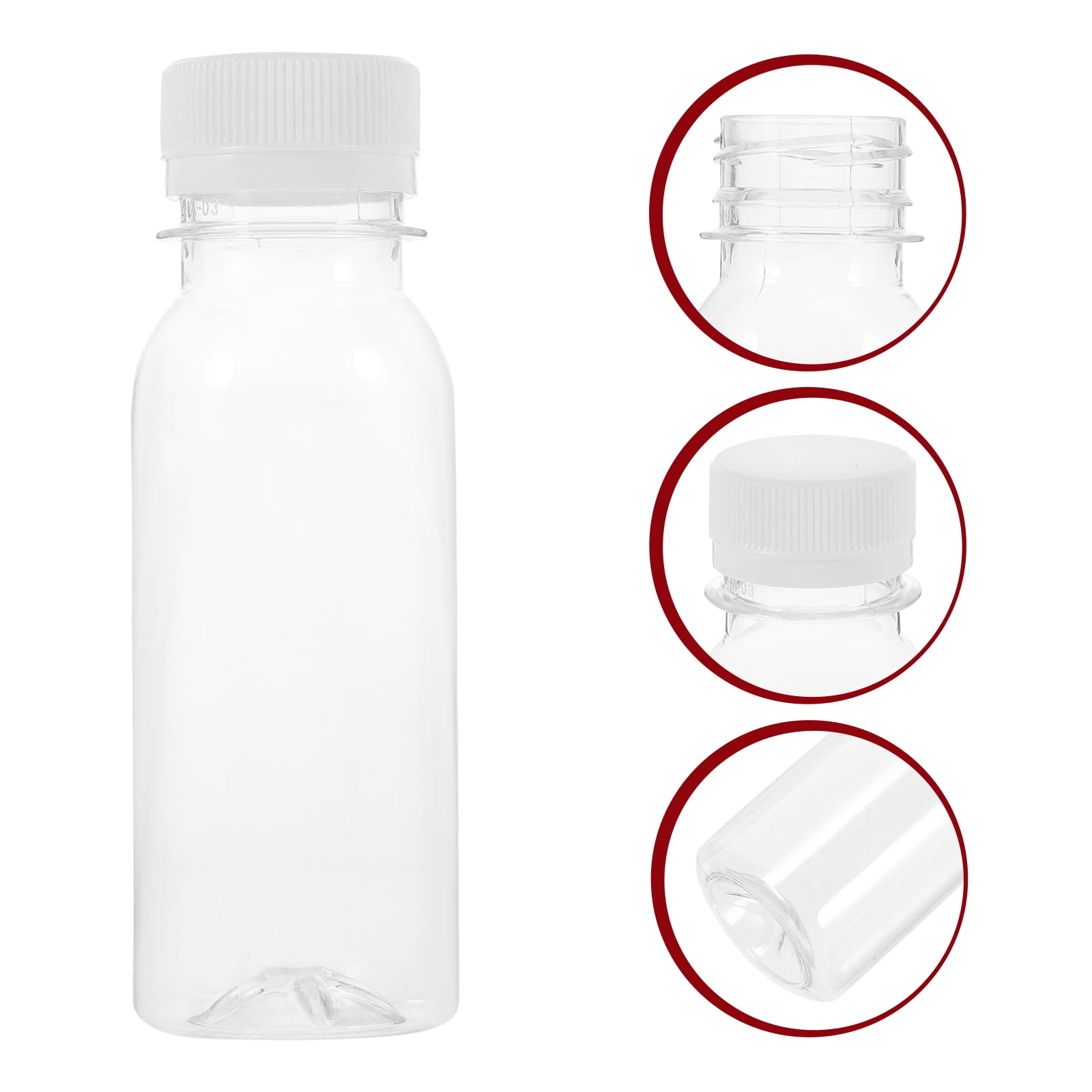 5pcs Empty Plastic Juice Bottles with Lids Reusable Milk Containers ...