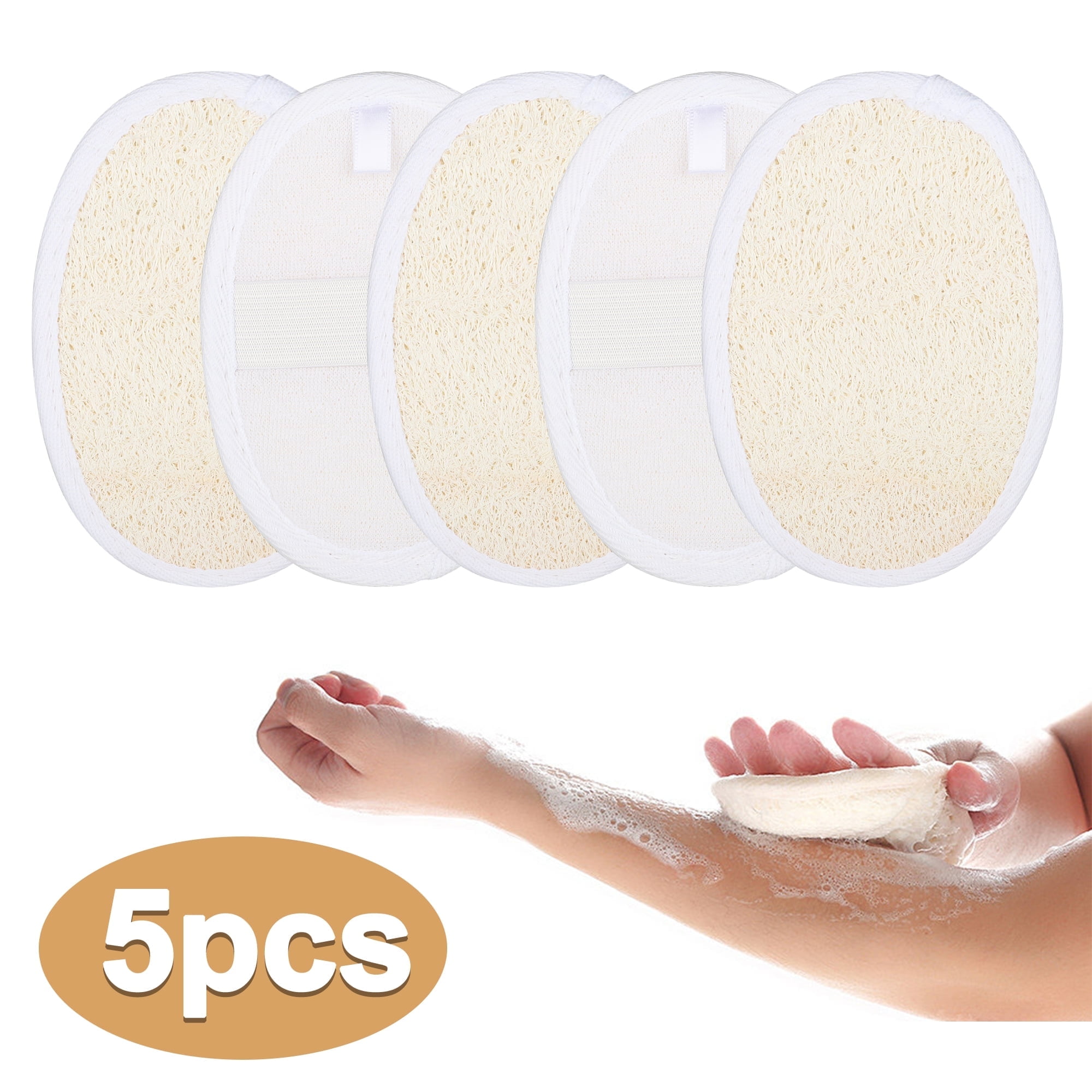 5pcs Exfoliating Loofah Sponge Pads - 100% Natural Luffa Body Scrubber ...