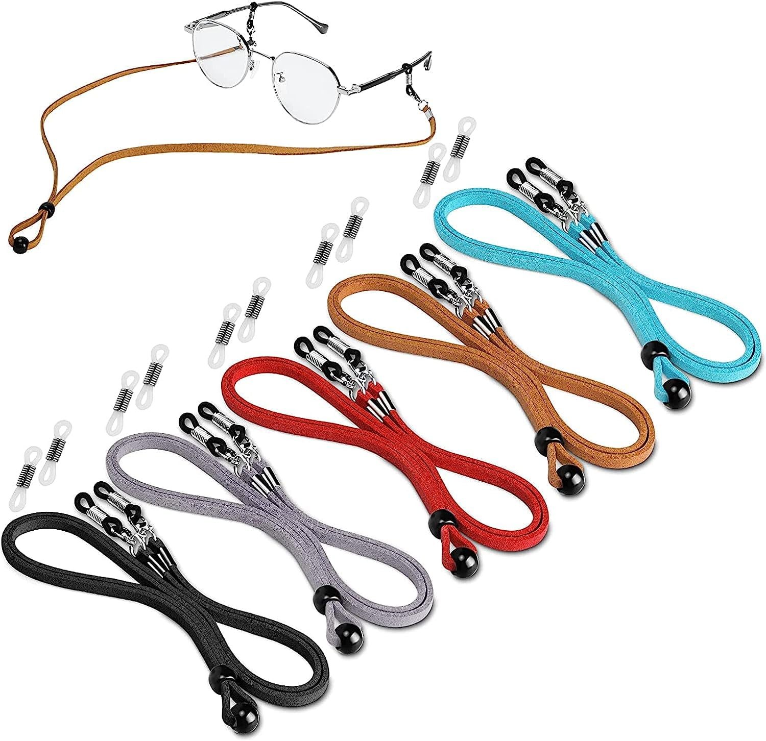 5pcs Eyeglass Strap Women Men Adjustable Anti Slip Leather Eyewear ...