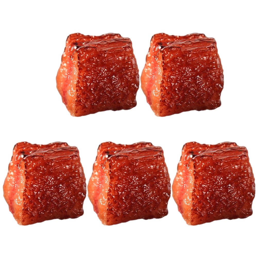 5pcs Fake Diced Beef Models Artificial Beef Fake Beef Cubes Simulated ...