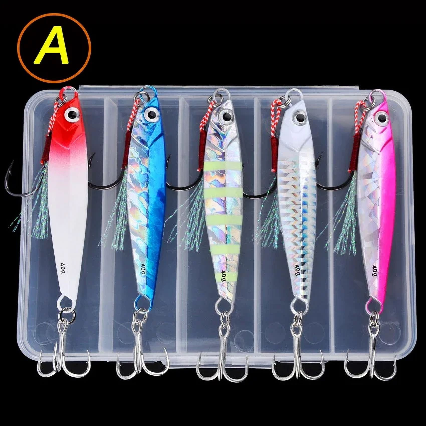 5pcs Fast Sinking Slow Jig Metal Jig Lure Jigging Shore Casting Seabass Diving Fishing Hard Lure ...