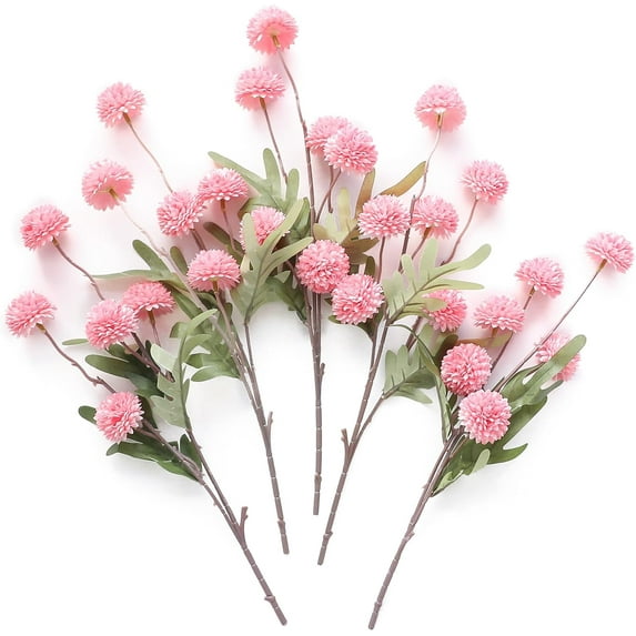 5pcs Faux Silk Pompon Mum Artificial Flowers, Mini Chrysanthemums with ...